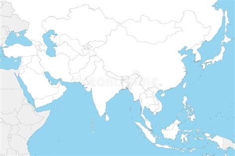 Blank Political Asia Map Vector Illustration With Countries In White Color Stock Vector
