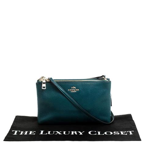 Coach Teal Leather Double Zip Crossbody Bag For Sale At 1stdibs Teal