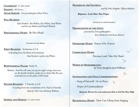 Cloudsblue Sky Funeral Mass Programs Mass Booklets