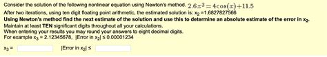 Solved Consider The Solution Of The Following Nonlinear Chegg