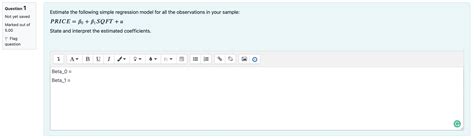 Solved Estimate The Following Simple Regression Model For Chegg
