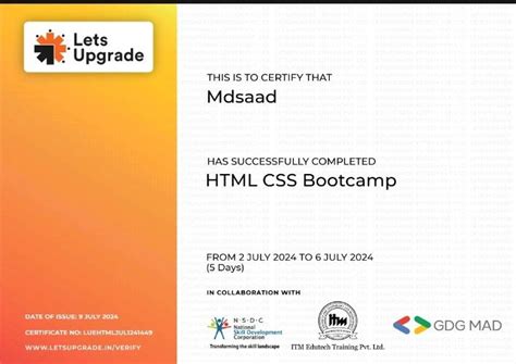 Mdsad Khan Maniyar On Linkedin Html Css Letsupgrade Webdevelopment