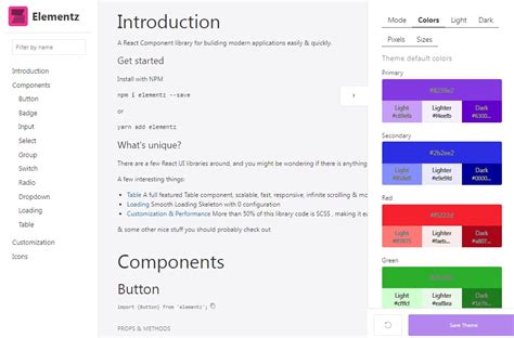 Elementz A React Ui Component Library For Building Modern Applications