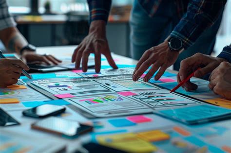 Close Up Ux Developer And Ui Designer Brainstorming At Office Creative