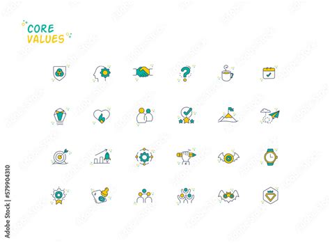 Core Values Icon Set The Modern Symbol Of Company Core Values Vector