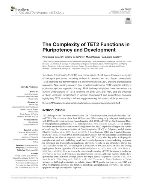 pdf the complexity of tet2 functions in pluripotency and development