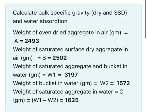 Solved Calculate Bulk Specific Gravity Dry And SSD And Chegg Com