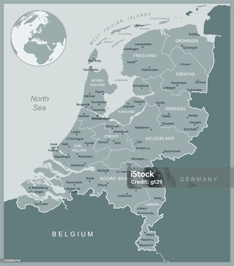 네덜란드 행정 구역 국가를 가진 상세한 지도 벡터 일러스트 레이 션 0명에 대한 스톡 벡터 아트 및 기타 이미지 0명 개체 그룹 공익 기업체 Istock