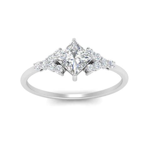 Shop Princess Cut Compass Set Cluster Engagement Ring Online