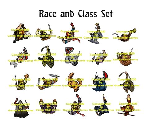 Class And Race Set Vtt Token For Online Fantasy Rpgs Etsy