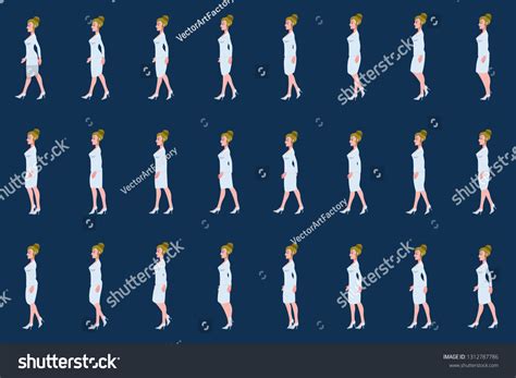 Girl Walk Cycle Animation Sprites Loop เวกเตอร์สต็อก ปลอดค่าลิขสิทธิ์