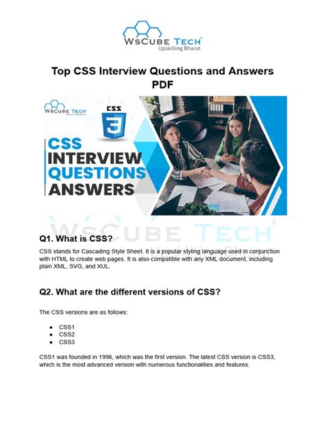 Css Questions Pdf Html Element Html