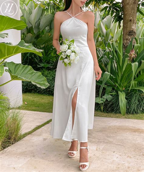 비바럽 Made 블레스 홀터넥 비치 원피스 여름화이트홀터밴딩롱바다원피스드레스오프숄더휴양지바캉스셀프웨딩 Op20199f