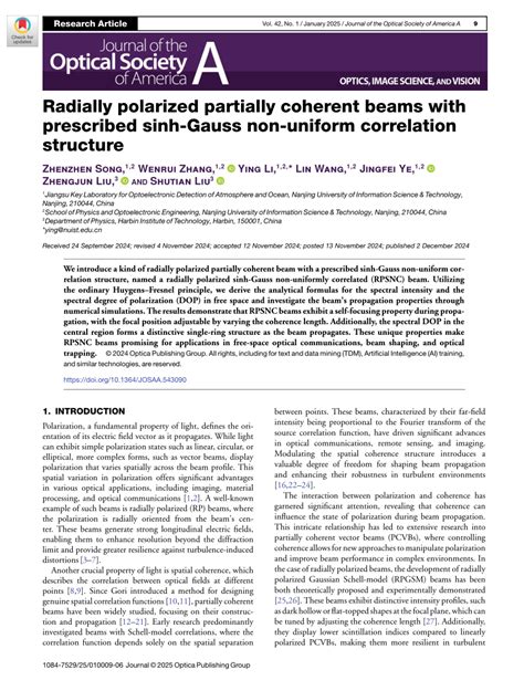 Radially Polarized Partially Coherent Beams With Prescribed Sinh Gauss