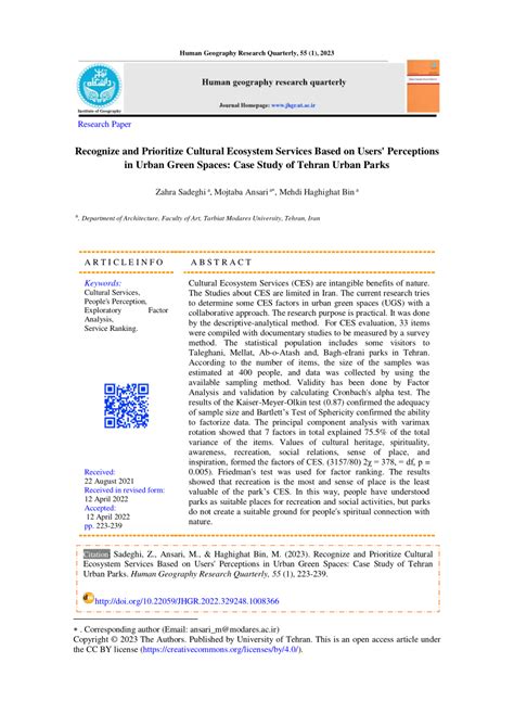 Pdf Recognize And Prioritize Cultural Ecosystem Services Based On