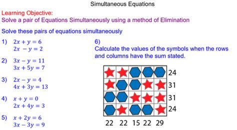 Simultaneous Equations Through Elimination Mr