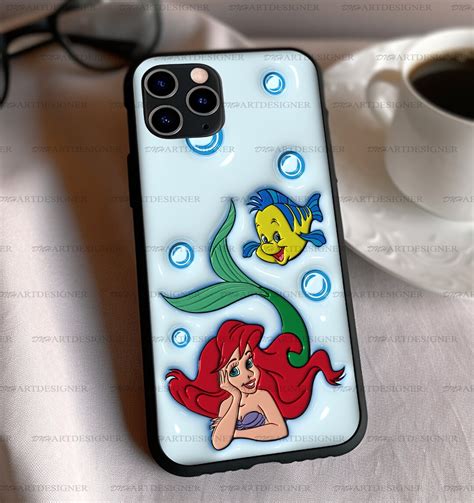 3d Little Mermaid Phone Case Ariel Princess Case Mermaid Etsy