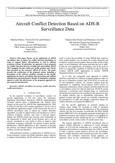 Pdf Aircraft Conflict Detection Based On Ads B Surveillance Data
