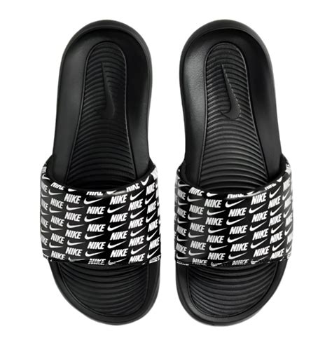Nike Victori One Slide Print Mens Leather Slides Black Slides