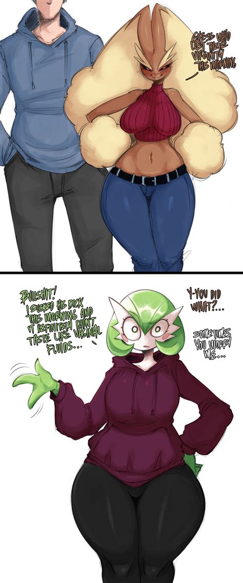 Rule 34 1boy 2girls 3 Fingers Anthro Big Breasts Black Sclera Blush Clothing Dialogue English