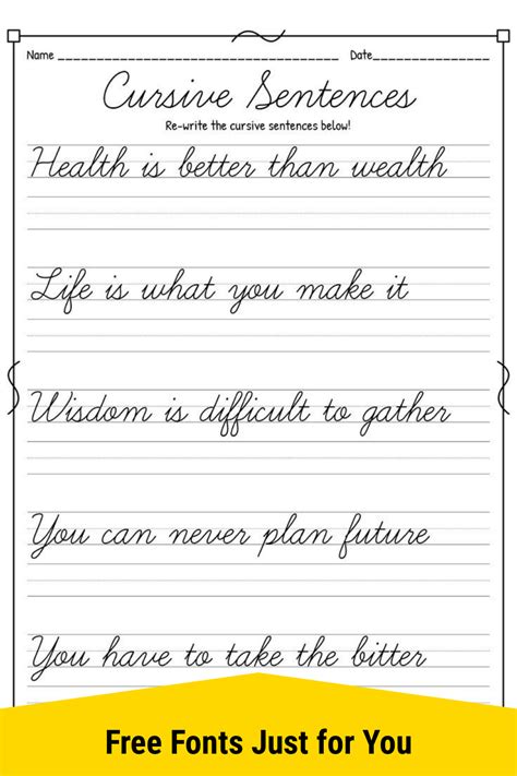 Cursive Fonts Free Creative Cursive Writing Worksheets Featuring Helpful Arrows Fo… In 2025