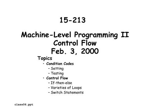 Ppt Machine Level Programming Ii Control Flow Feb 3 2000 Powerpoint