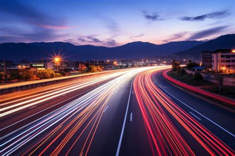 Dynamic Highway With Vibrant Light Trails Representing The Velocity Of Digital Marketing