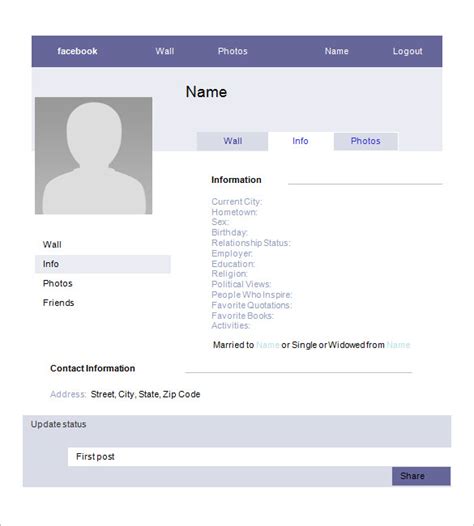 facebook profile layout