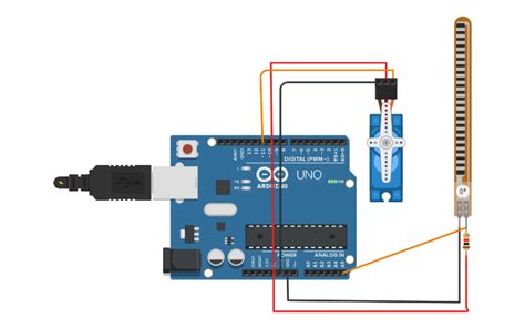 Circuit Design Flex Sensor With Servo Motor Tinkercad