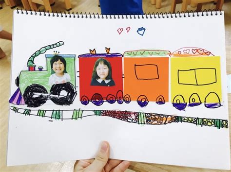 교통기관 색종이로 기차 그림 그리기 네이버 블로그 기차 그림 Diy 공예 및 유치원 미술