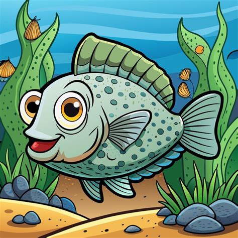 рыба из мультфильма с лицом глазами и ртом Премиум Ai сгенерированный вектор