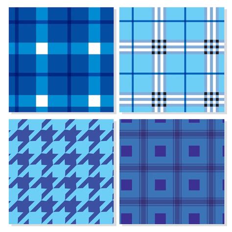패브릭 패턴 블루용 체크 무늬 하운드투스 프리미엄 벡터