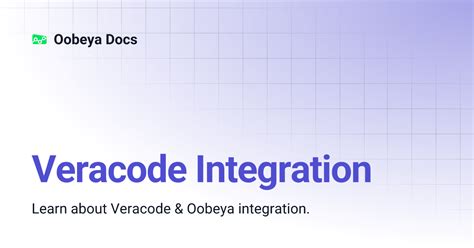 Veracode Integration Oobeya Docs