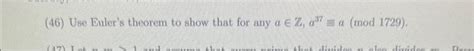 Solved 46 Use Euler S Theorem To Show That For Any Chegg Com