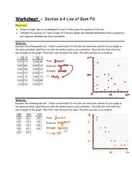 Teacher Guide Lesson Line Of Best Fit By Mr Kanes Counting Corner