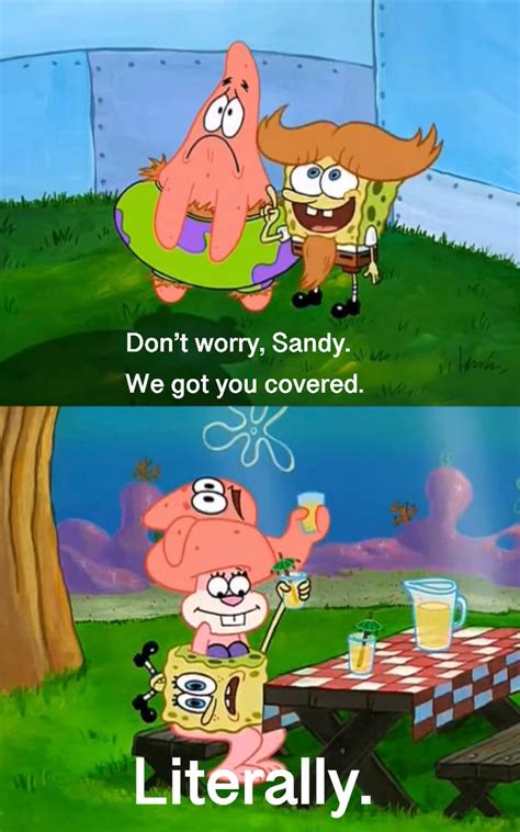 Spongebob And Patrick Got Sandy Covered Literally By Dracoawesomeness