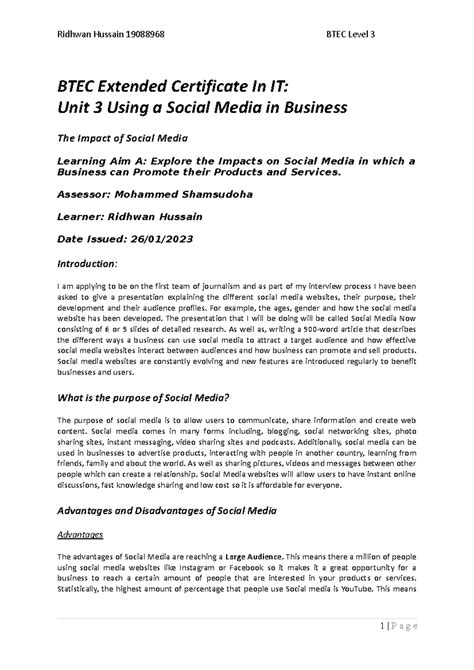 La B Unit 3 Assignment 2 Social Media Strategies For Business Studocu