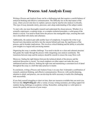 Process And Analysis Essay Pdf