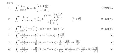 Integration Does A Closed Form Expression Exist For Int0infty Lnx Operatorname Sech