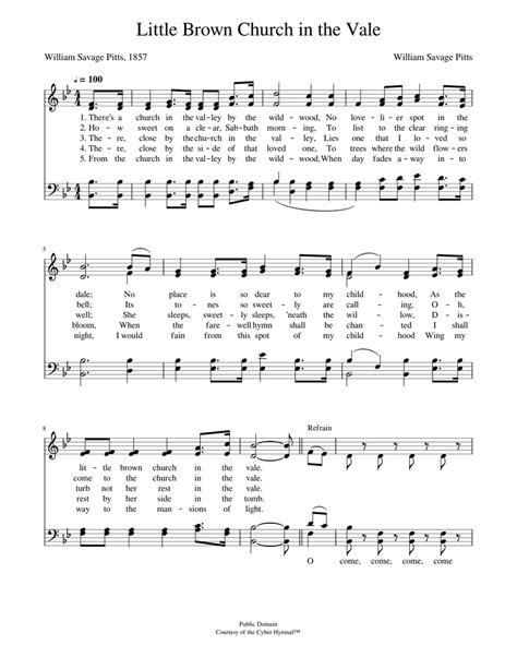 Little Brown Church In The Vale William S Pitts Sheet Music For