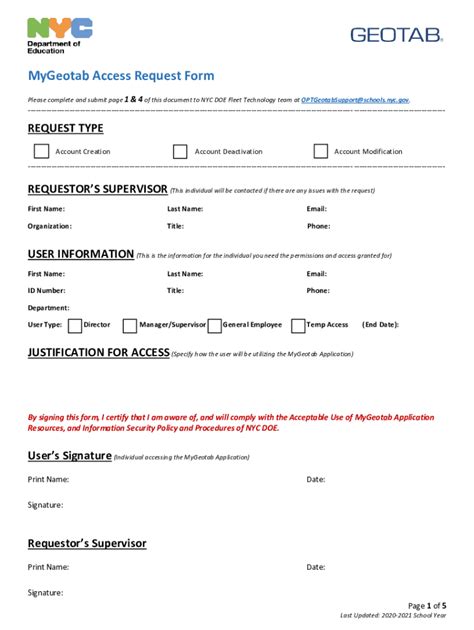 Fillable Online Mygeotab User Access Form User Access Form Fax Email Print Pdffiller