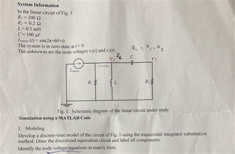 Solved System Information In The Linear Circuit Of Fig 1 Chegg Com