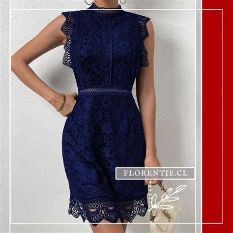 Vestido Azul Con Encaje Aurora Florentie