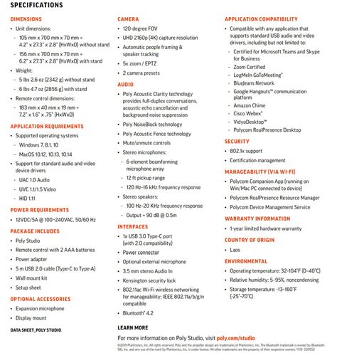 Buy Poly Studio P009 Poly Studio All In One Usb Videobar For Small