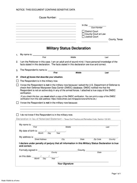 Military Status Declaration Fill Out And Sign Online Dochub