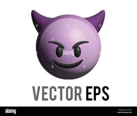 The Isolated 3d Purple Demon Devil Smiling Face Icon With Horns Stock Vector Image And Art Alamy
