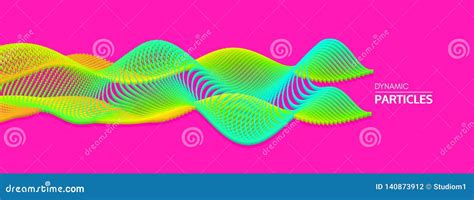 Wavy Background Array With Dynamic Particles Composition With Motion Effect 3d Technology