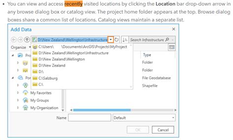 Add Recent Locations To Add Data Button Esri Community