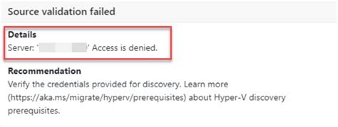 Azure Migrate Source Validation Of A Standalone Non Domain Joined Hyper V Host Fails With Error