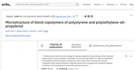 [citation Report] Microstructure Of Block Copolymers Of Polystyrene And Poly Ethylene Alt Propylene